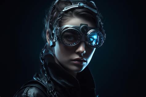 Premium Ai Image Cyberpunk Girl Goggles Beauty Generate Ai
