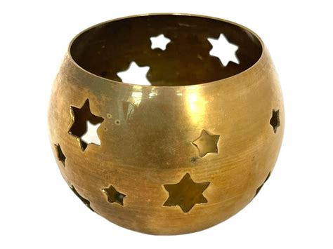 Vintage Brass Star Candle Holder Celestial Tea Light Candle Holder Cup