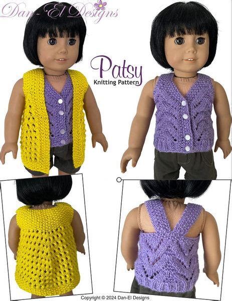 Dan El Designs Patsy Doll Clothes Knitting Pattern 18 Inch American