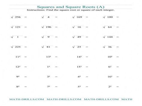 Square Roots Of Perfect Squares Worksheets Worksheetscity