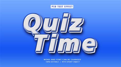 Premium PSD Quiz Time 3d Editable Text Effect