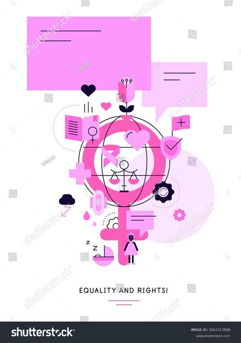 Feminism Gender Equality Female Rights Poster เวกเตอร์สต็อก ปลอดค่า