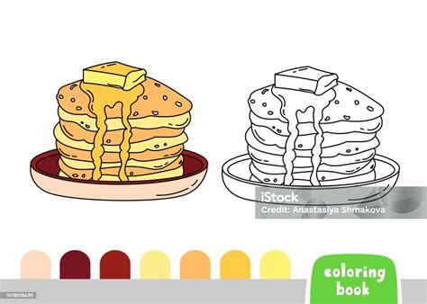 아이 들을 위한 색칠하기 책 팬케이크 페이지 책 잡지 벡터 일러스트 레이 션 템플릿 컬러링 북 페이지 일러스트레이션 기법에 대한 스톡 벡터 아트 및 기타 이미지 컬러링
