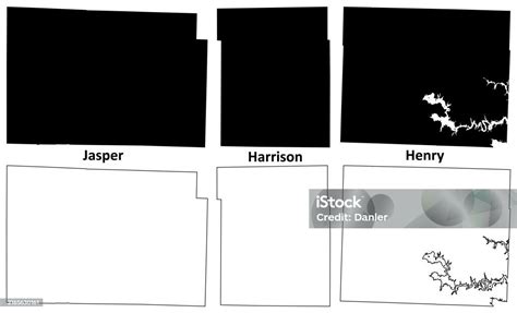 Henry Jasper And Harrison County Missouri Map Vector Illustration