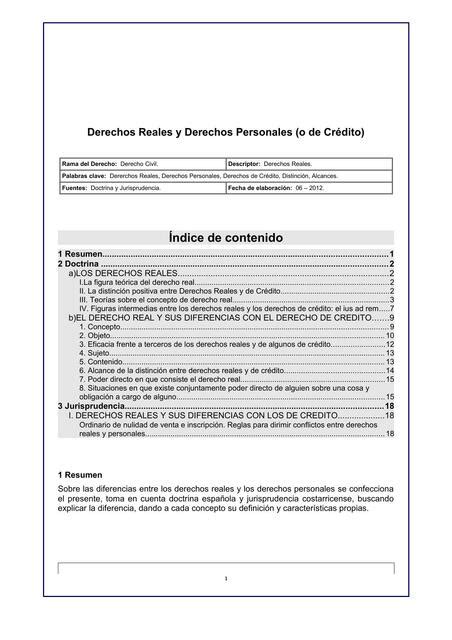 Derechos Reales Y Derechos Personales Derecho Y Leyes Udocz