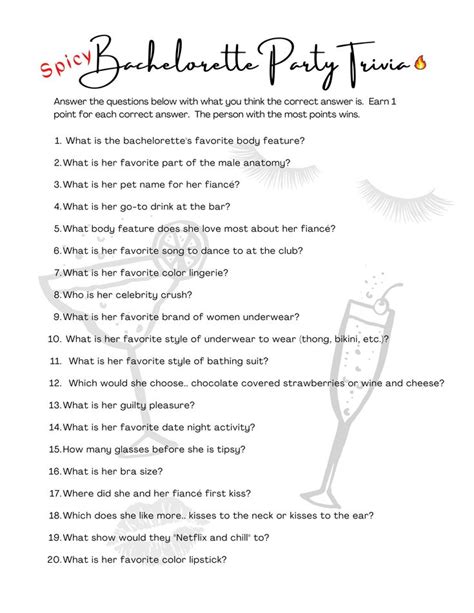 Bachelorette Party Trivia Fun Printable Game Etsy Activités