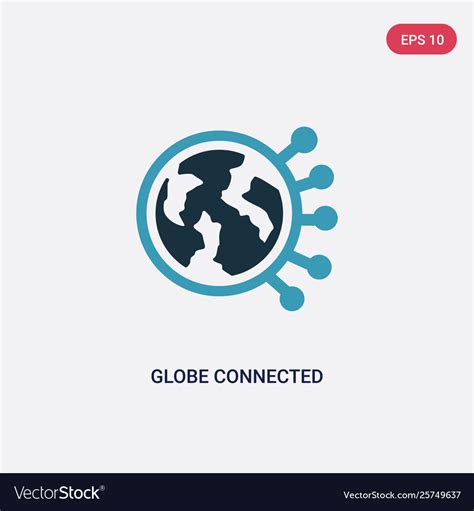 Two Color Globe Connected Circuit Icon From Vector Image