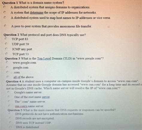 Solved Question What Is A Domain Name System A Chegg Com