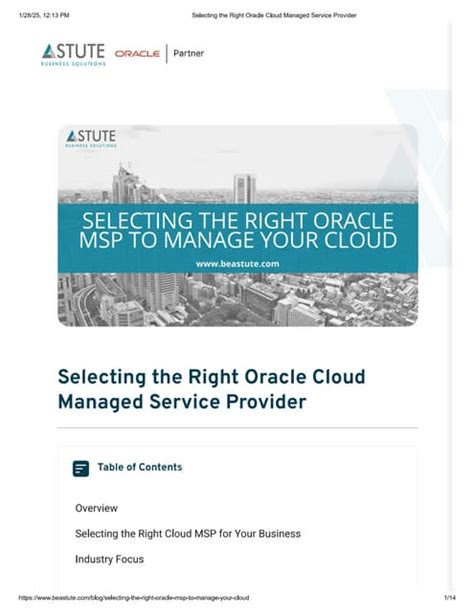 Selecting The Right Oracle Msp To Manage Your Cloud Key Considerations Pdf
