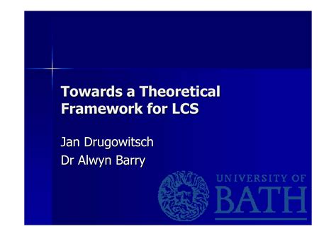 towards a theoretical towards a theoretical framework for lcs framework