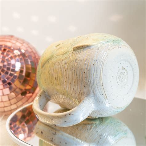 Sculpted Monstera Mug With Mossy Texture Carved Botanical Pottery Etsy