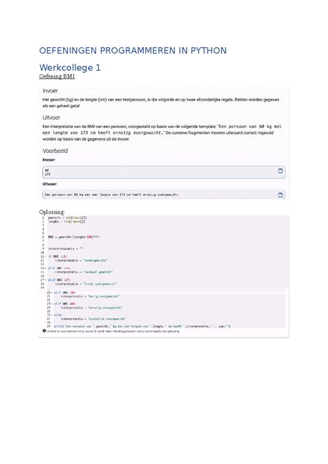 Oefeningen Programmeren In Python Oefeningen Programmeren In Python