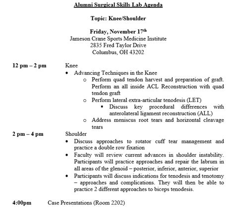 Sports Medicine Orthopaedic Fellowship Alumni Surgical Lab And Case