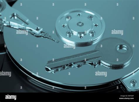 Key On An Open Computer Hard Drive Stock Photo Alamy