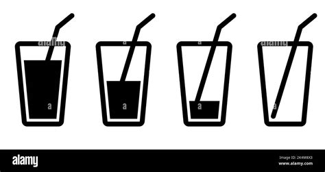 Cold Drink Or Water Glass Icon Vector Cocktail Soda Lemonade Or