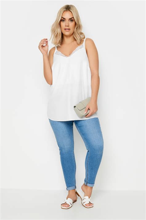 Yours Plus Size White Lace Insert Cami Top Yours Clothing