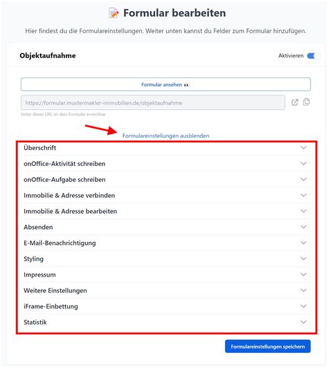 Formulareinstellungen Propform Io Formulargenerator F R Onoffice