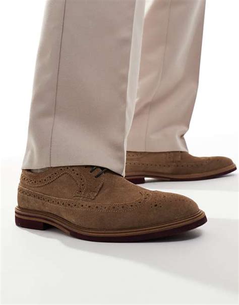 Asos Design Chaussures Richelieu En Daim à Lacets Taupe Asos