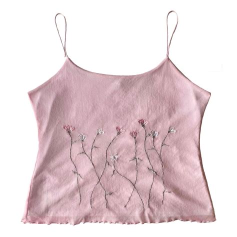 Pink Floral Mesh Cami Top Unreal Double Layered Depop