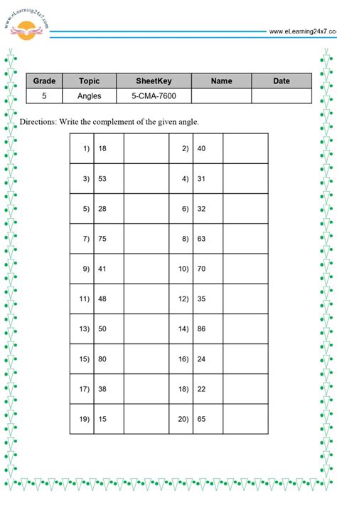 Geometry Worksheet For Grade 5