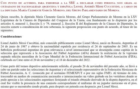 Diputada Propone Declarar A Lionel Messi Persona Non Grata En México