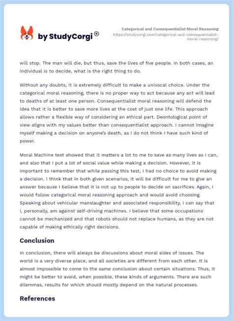Categorical And Consequentialist Moral Reasoning Free Essay Example