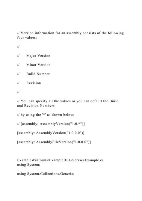 Examplewinformsexampledllbindebugserviceexample Dllexamp Docx Programming Languages Computing