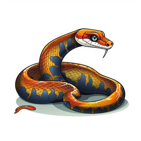 흰색 배경 H에 코브라 2d 만화 벡터 일러스트 레이 션 프리미엄 사진