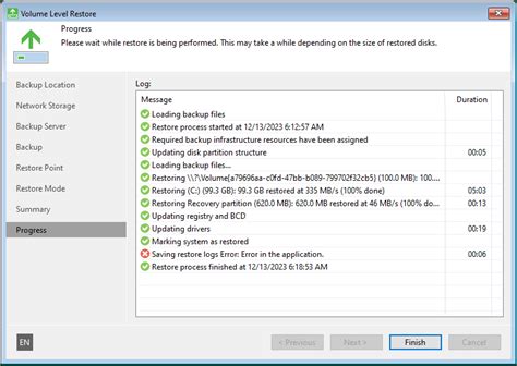 Veeam Agent For Microsoft Windows Saving Restore Logs Error Veeam Community Resource Hub