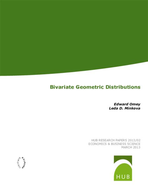 Pdf Bivariate Geometric Distributions Bivariate Geometric Distributions