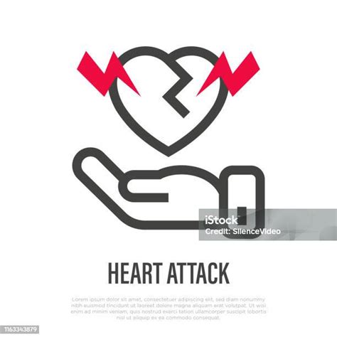 심장 마비 얇은 라인 아이콘입니다 급성 통증에 대한 응급 처치 벡터 그림입니다 건강 진단에 대한 스톡 벡터 아트 및 기타 이미지