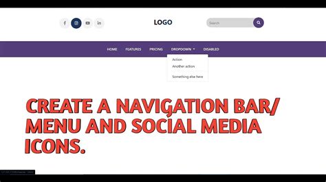 Create A Responsive NavigationBar Menu And Social Media Icons Using