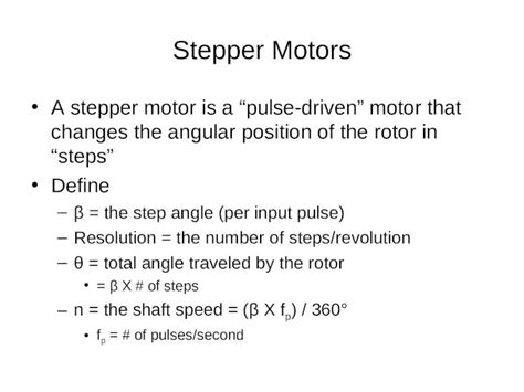 Ppt Stepper Motors A Stepper Motor Is A Pulse Driven Motor That
