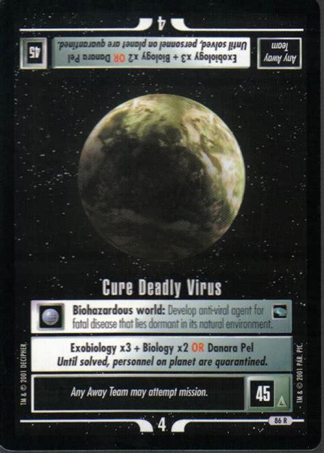 STAR TREK CCG VOYAGER RARE CARD CURE DEADLY VIRUS Phoenix Cards