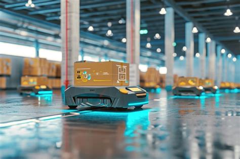 Premium Photo Automated D Robots Deliver Goods In Retail Warehouse