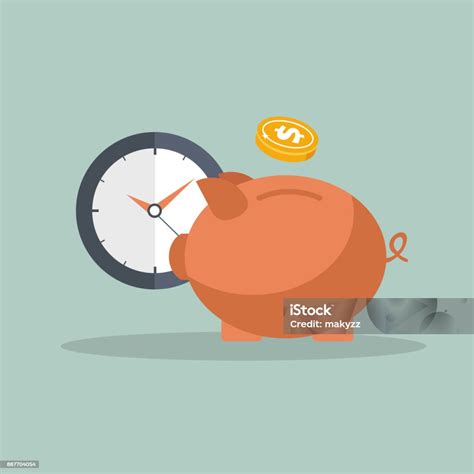 Tirelire Et Icône De Lhorloge Illustration Vectorielle Plane Vecteurs