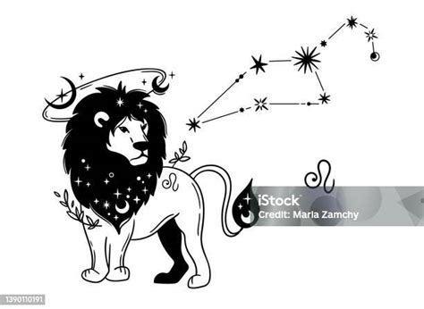 손으로 그린 레오 또는 사자 조디악 사인 고립 된 클립 아트 독특한 점성술 기호 및 별자리 검은 실루엣의 신비한 별자리 기호 현대 벡터 0명에 대한 스톡 벡터 아트 및 기타