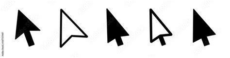 Computer Mouse Pointer Cursor Arrow Flat Icon For Apps And Websites Set Of Hand Cursor Stock