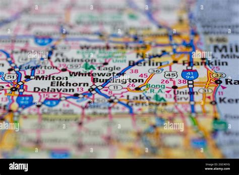 Burlington Wisconsin Usa Shown On A Road Map Or Geography Map Stock