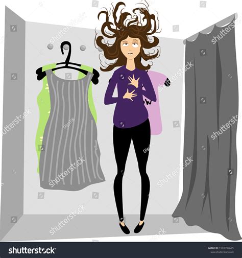Girl Fitting Room Stock Vector Royalty Free 1103397695 Shutterstock