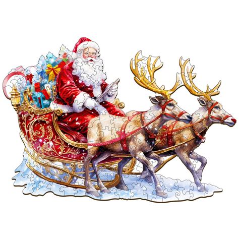 Santa And Rudolph Wooden Jigsaw Puzzle Woodbests