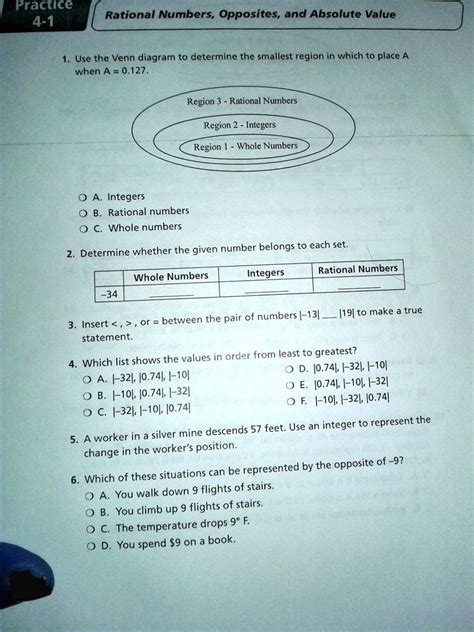 Solved Please Help Me Im So Lost Practice 4 1 Rational Numbers