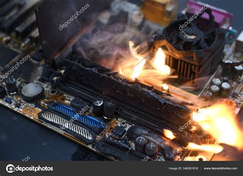 fire burning blazing computer motherboard cpu gpu video card processor