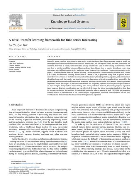 A Novel Transfer Learning Framework For Time Series Forecasting Pdf