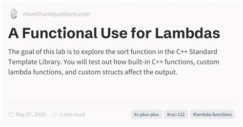 A Functional Use For Lambdas