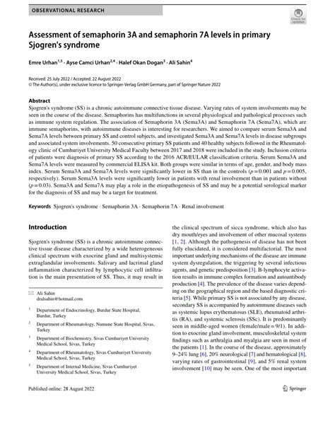 Pdf Assessment Of Semaphorin 3a And Semaphorin 7a Levels In Primary