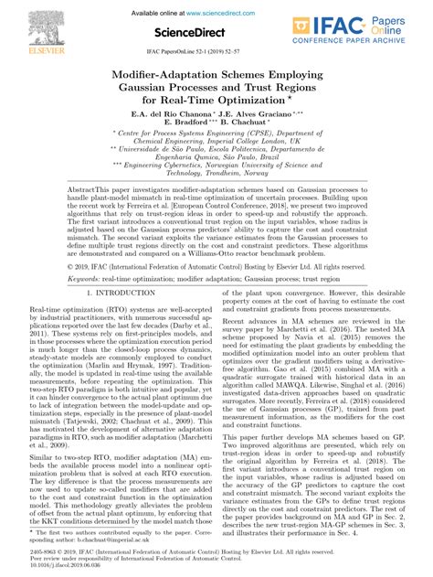 Pdf Modifier Adaptation Schemes Employing Gaussian Processes And Trust Regions For Real Time