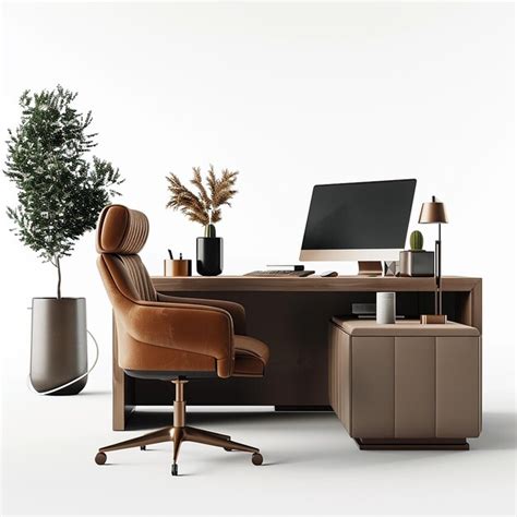 Portrait Of Isolated Workspace Setting With Chair Premium Ai Generated Image