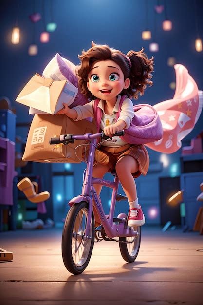 Premium Ai Image Young Girl Riding On The Big Envelope 3d Character