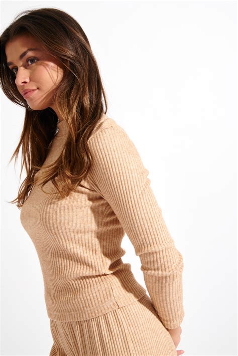 Odalis Ginger Long Sleeved Beige Top Banana Moon®